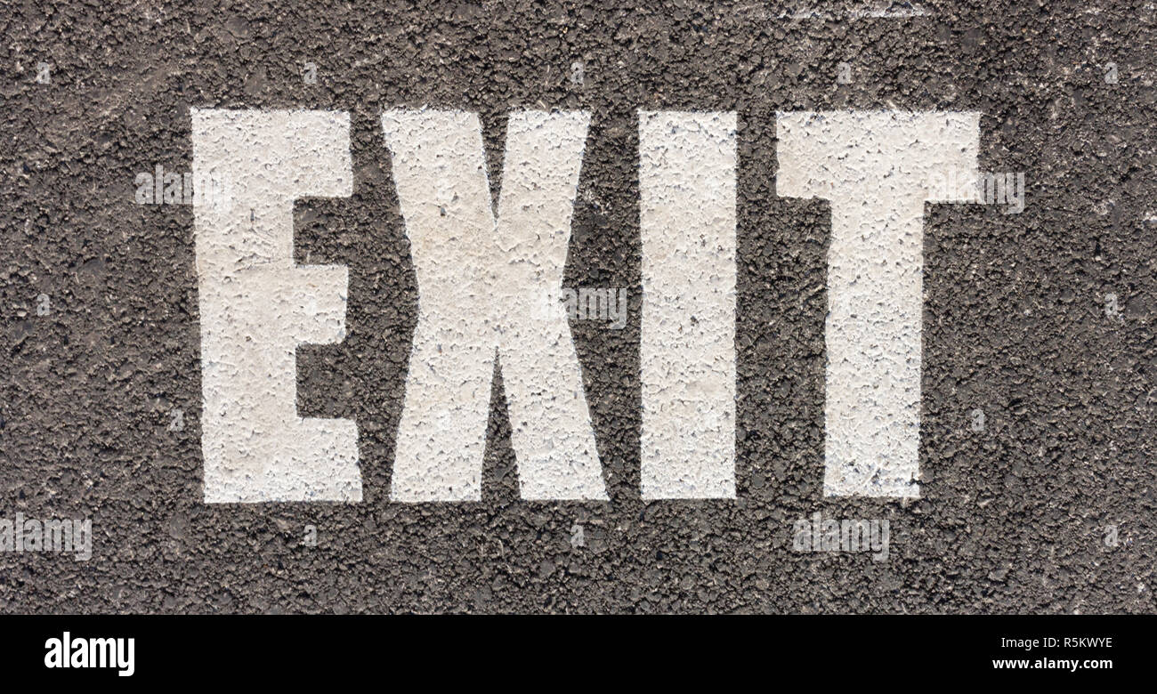 traffic exit sign on asphalt Stock Photo - Alamy