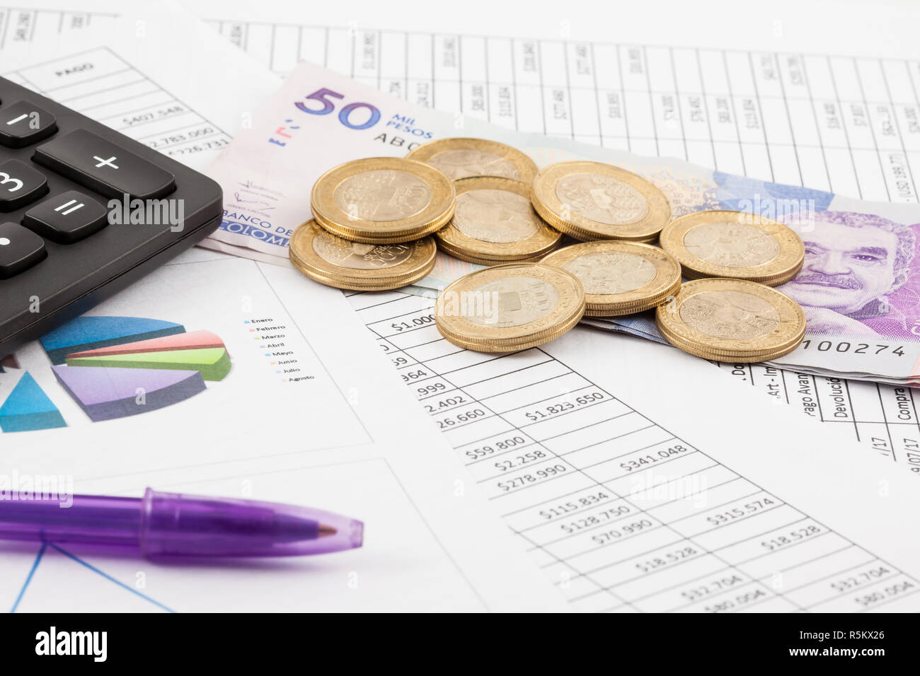 Monthly budget spreadsheet pen hi-res stock photography and images - Alamy