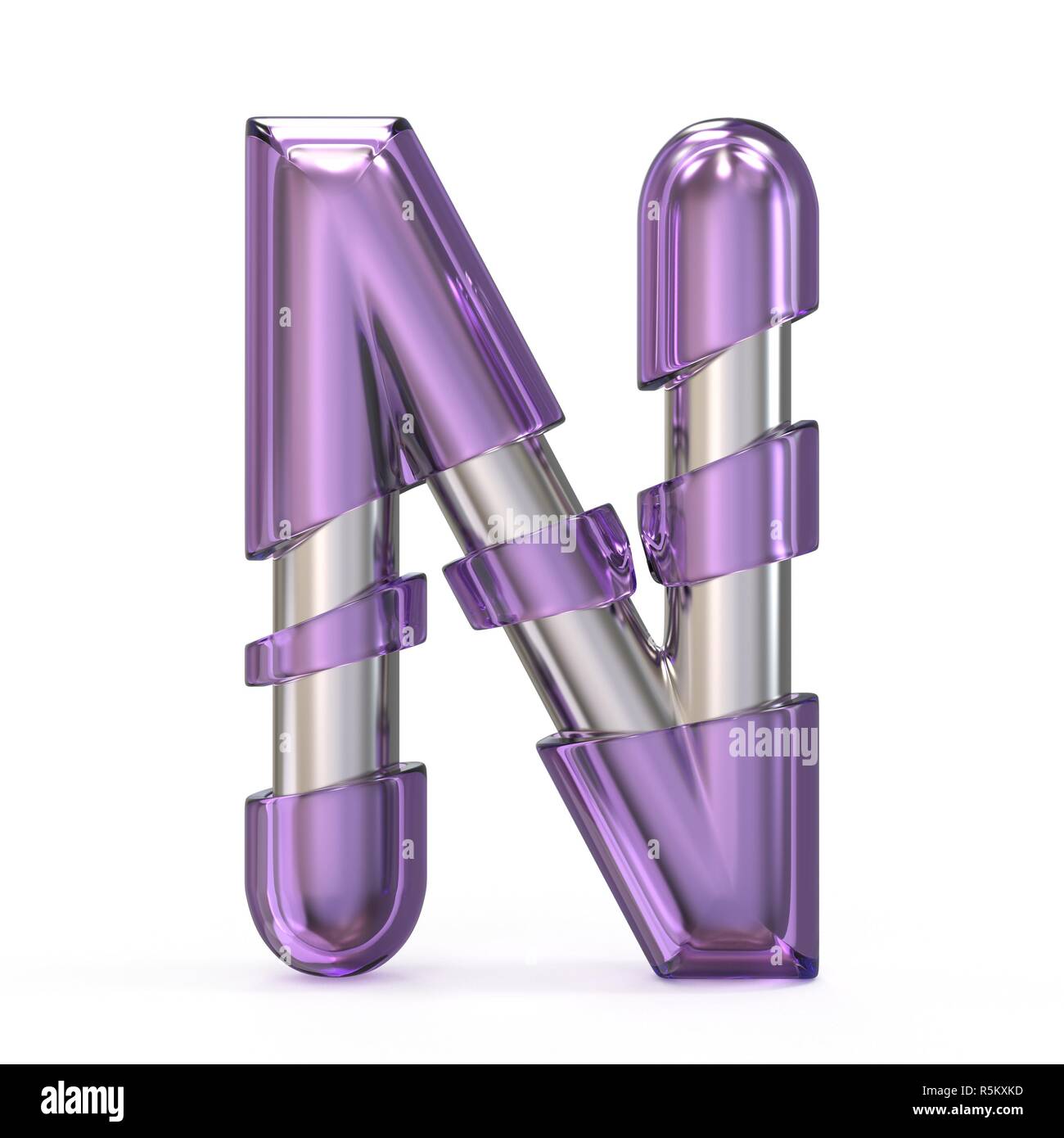 Purple gem with metal core font LETTER N 3D Stock Photo - Alamy