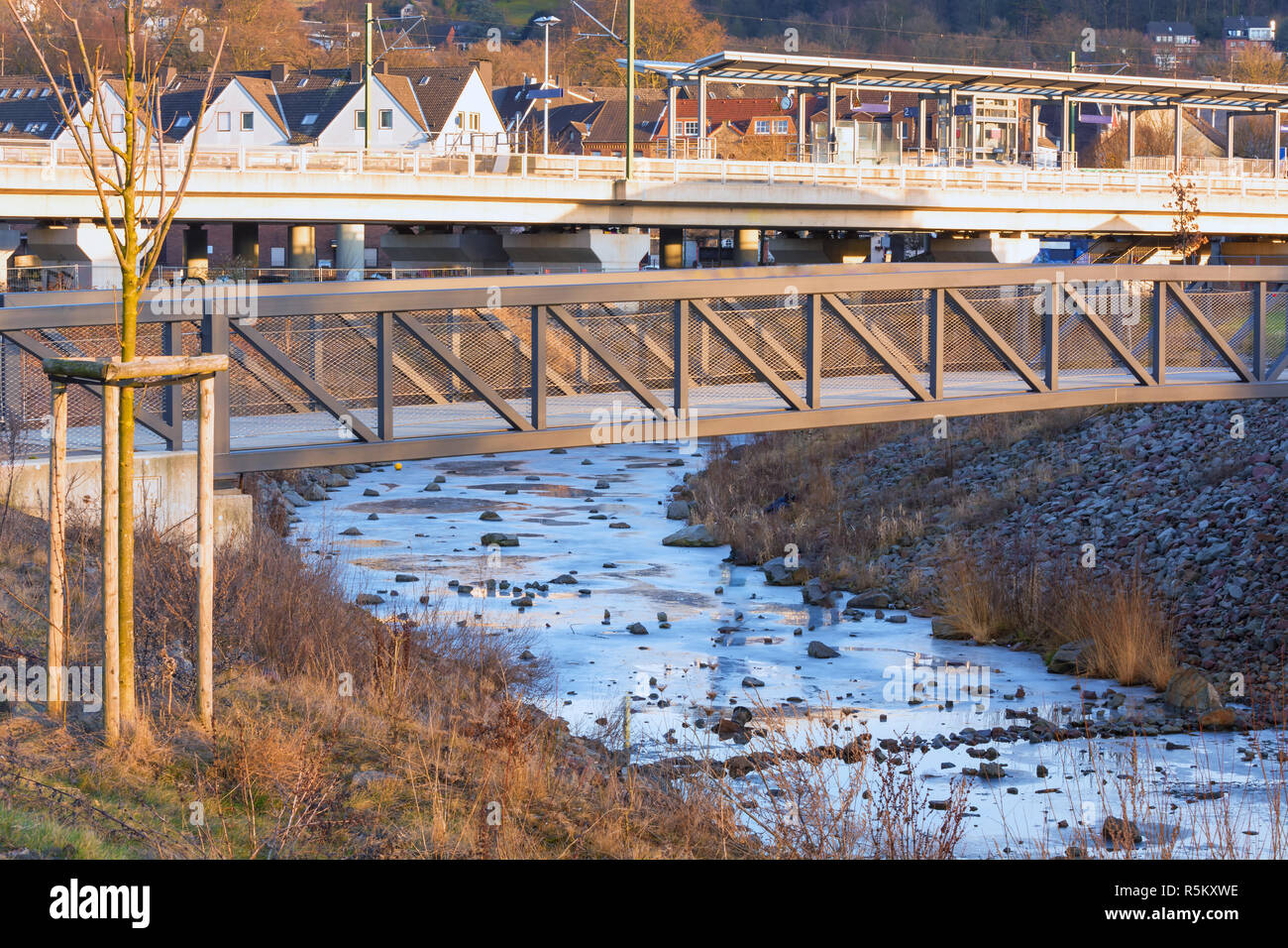 frozen water surface of a river Stock Photo - Alamy