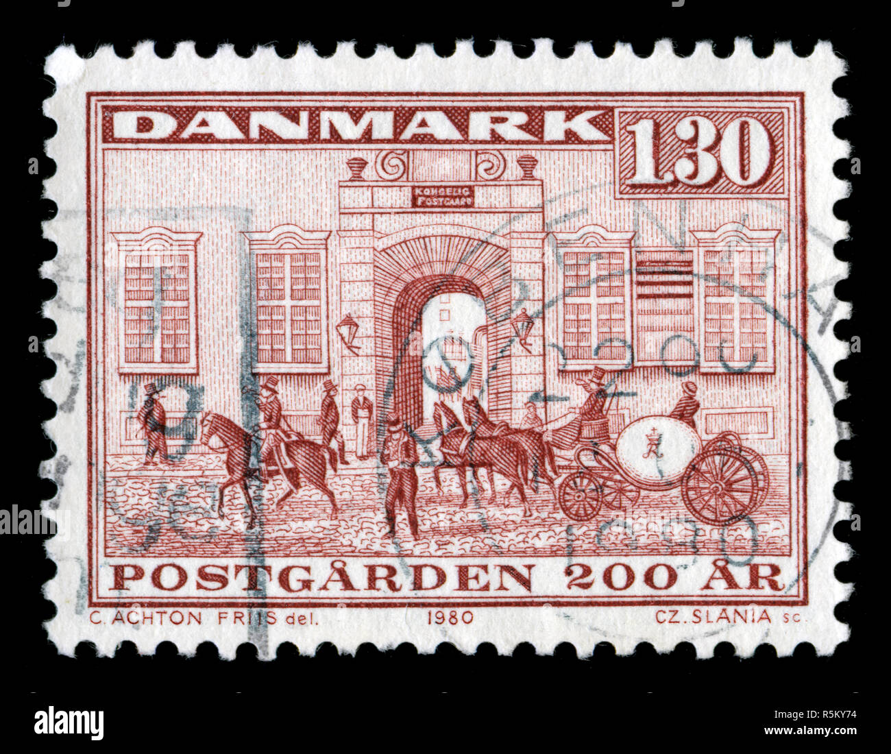Postage stamp from Denmark in the National Postal Service, 200th ...