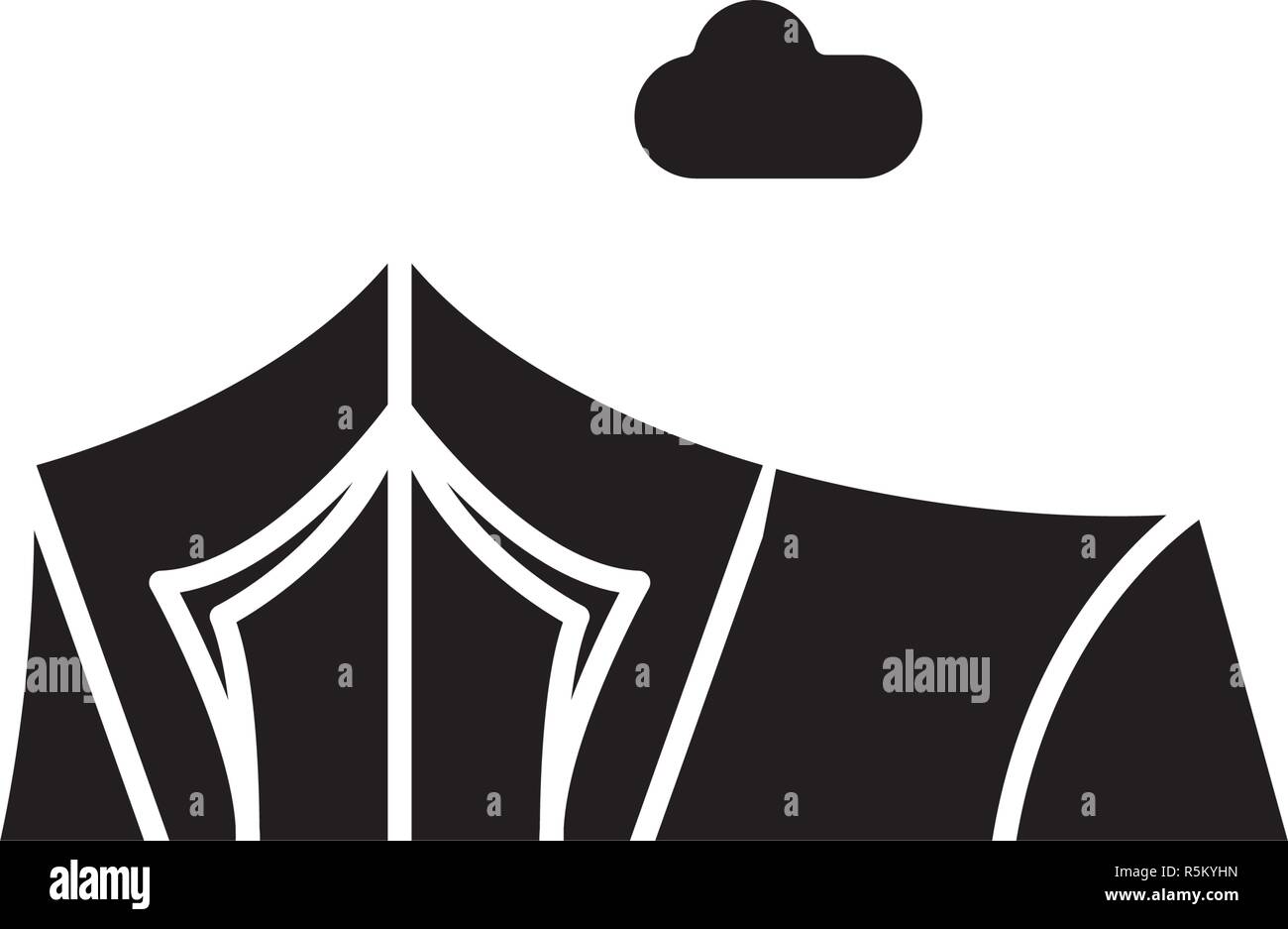 Camp black icon, vector sign on isolated background. Camp concept ...