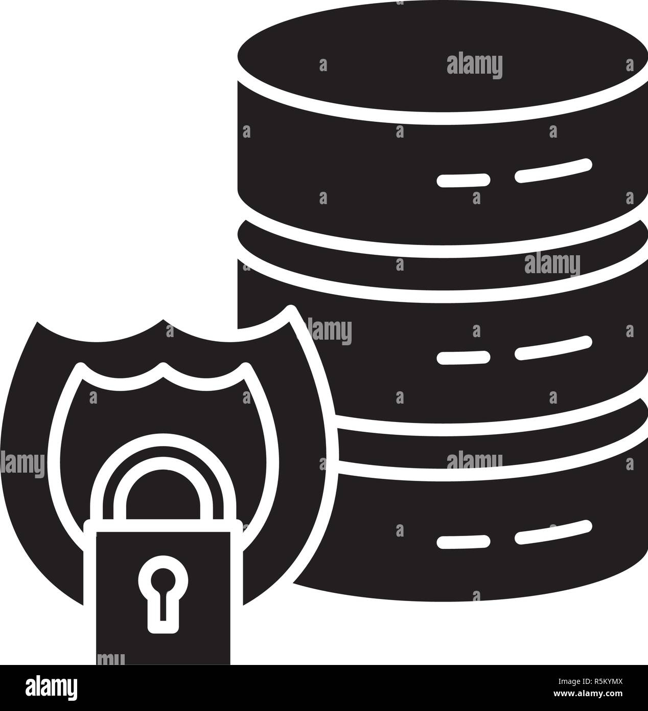 Data Security Black Icon Vector Sign On Isolated Background Data