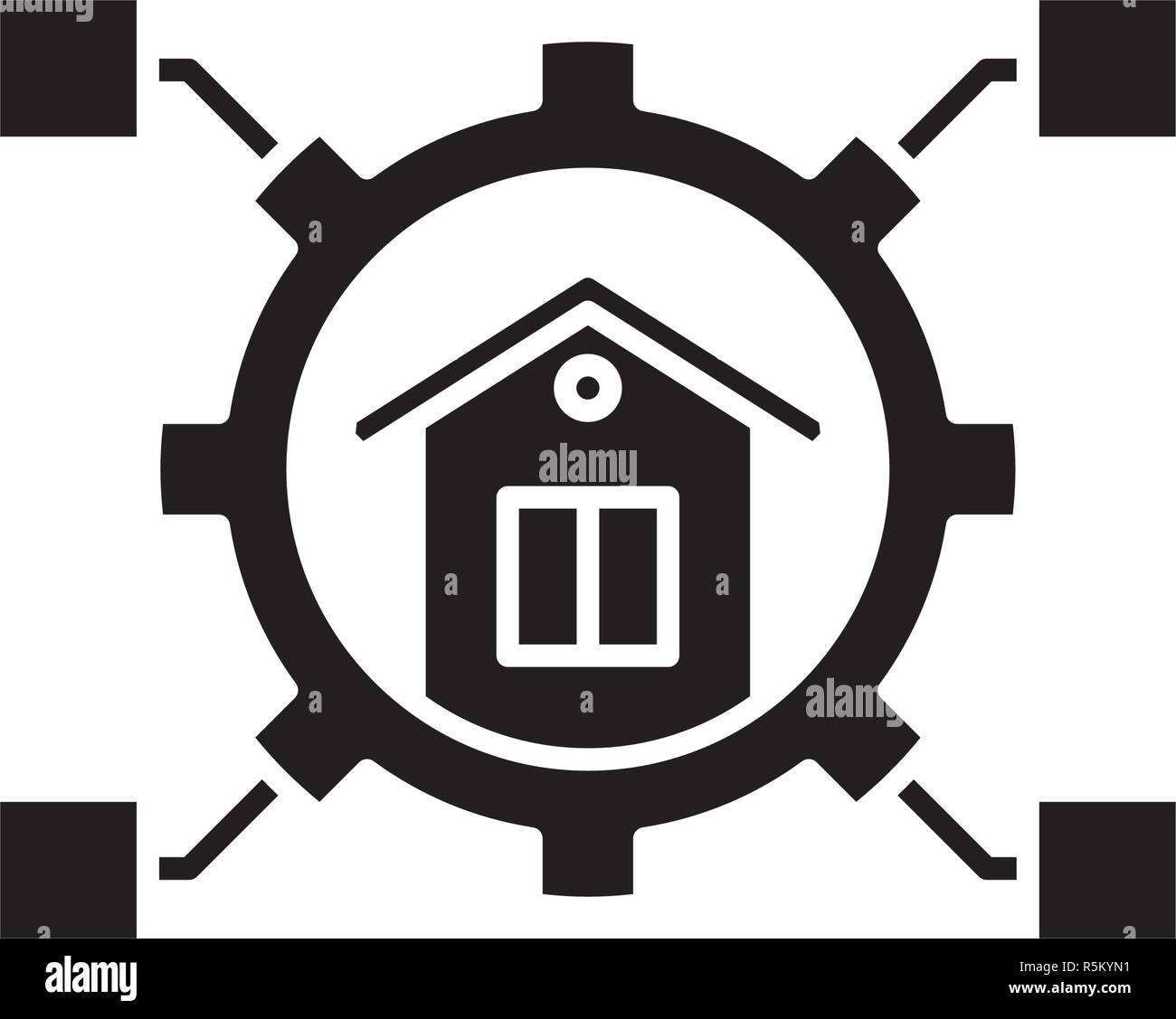 Smart habitation black icon, vector sign on isolated background. Smart ...