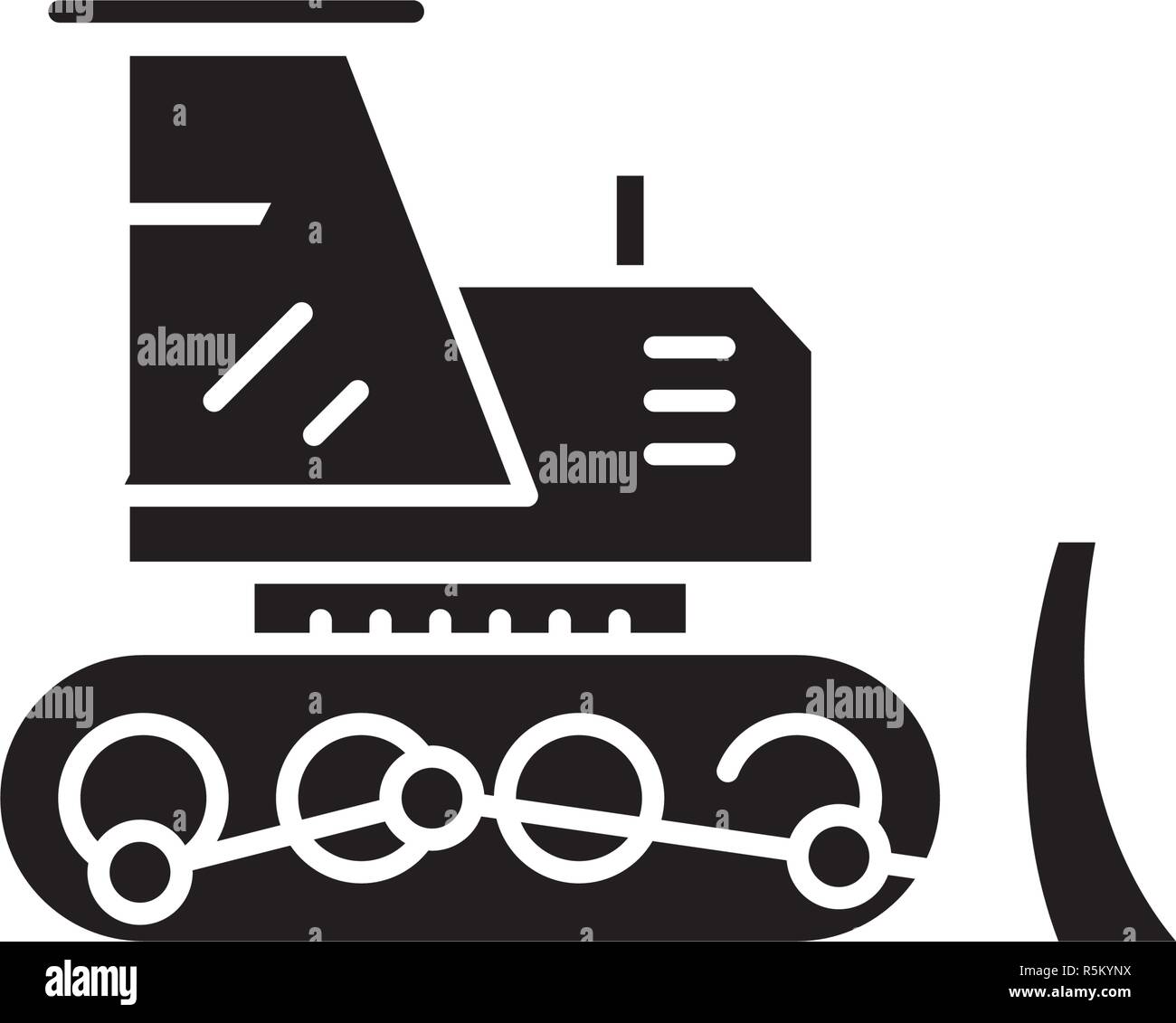 Digger black icon, vector sign on isolated background. Digger concept ...