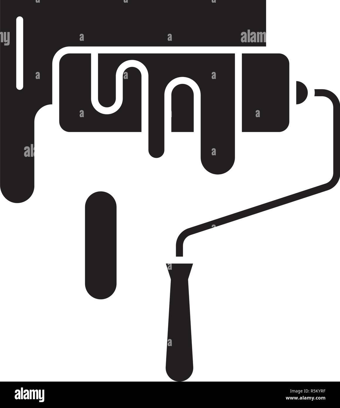 Painting works black icon, vector sign on isolated background. Painting ...