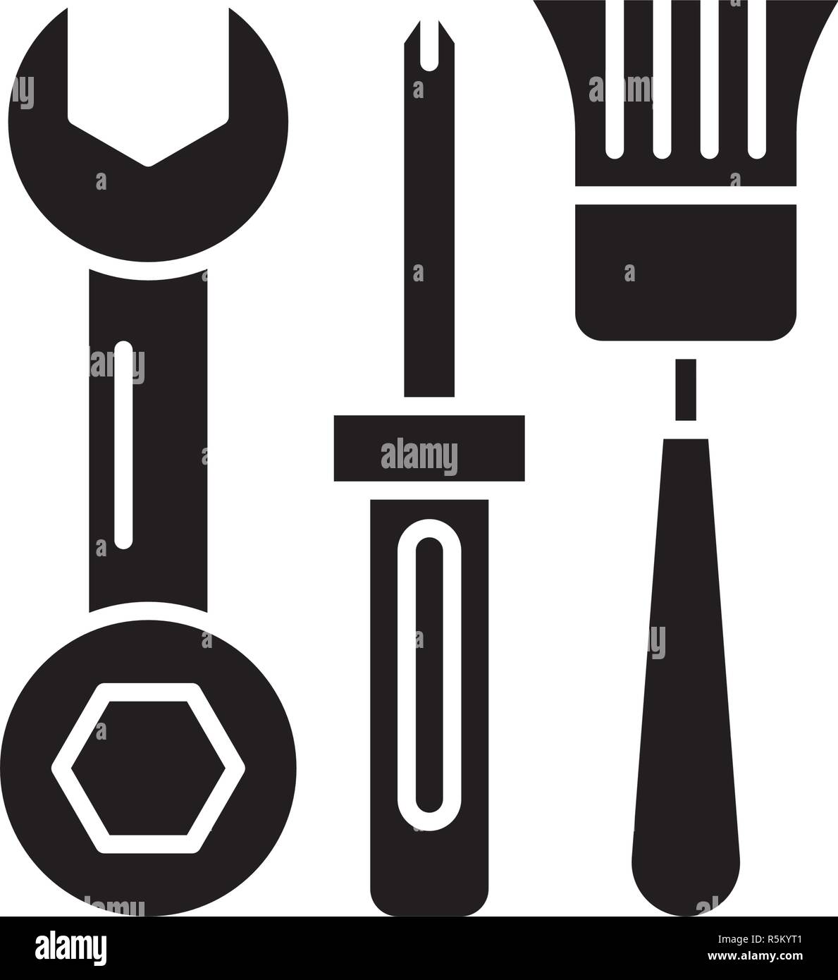 Building tools black icon, vector sign on isolated background. Building ...