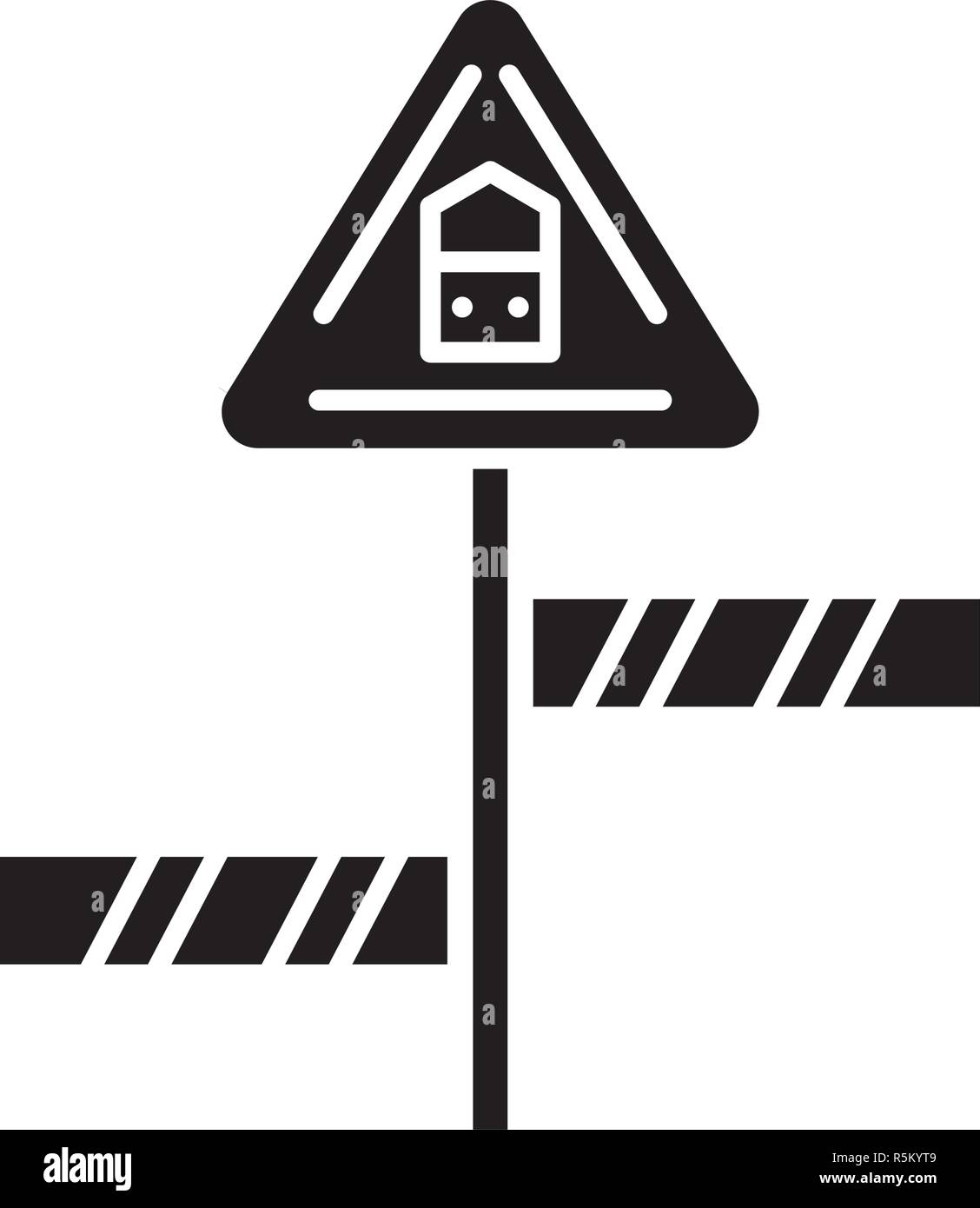 Road sign black icon, vector sign on isolated background. Road sign ...