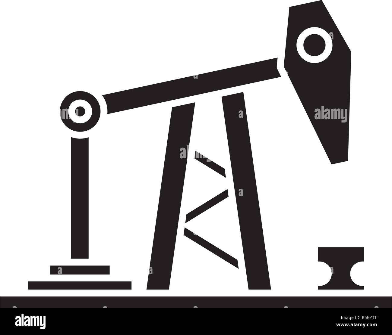 Oil rig black icon, vector sign on isolated background. Oil rig concept ...