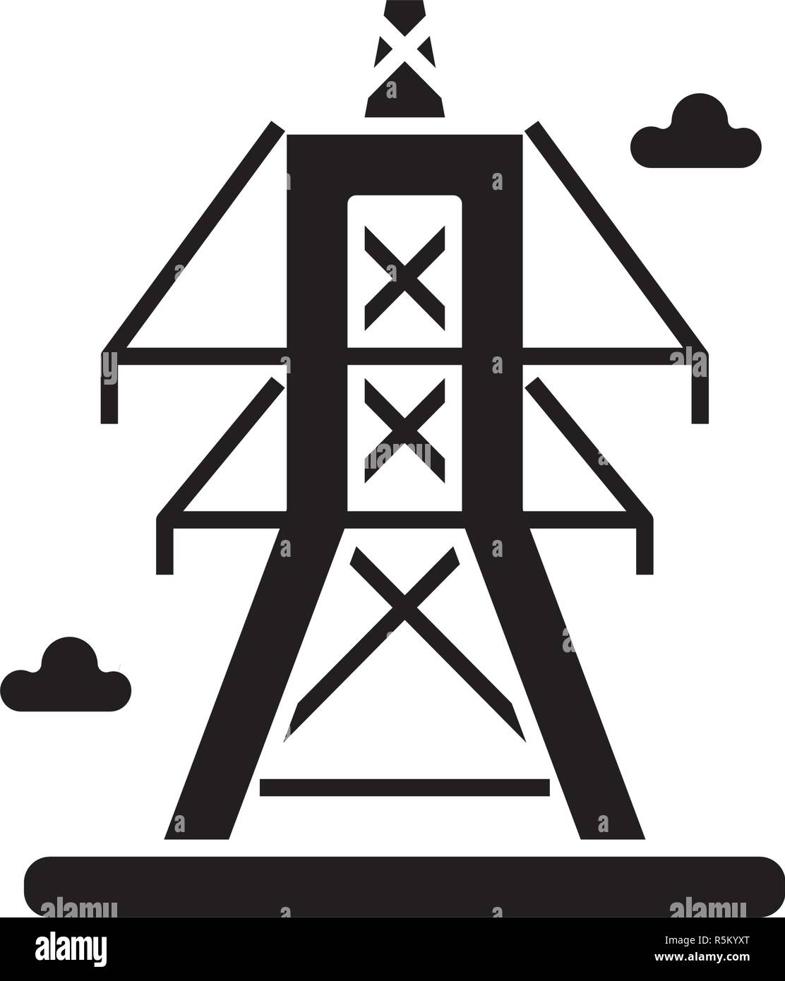 Electric lines black icon, vector sign on isolated background. Electric ...