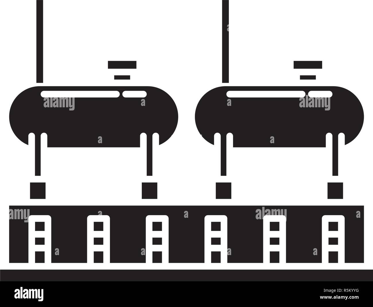 Chemical production black icon, vector sign on isolated background ...