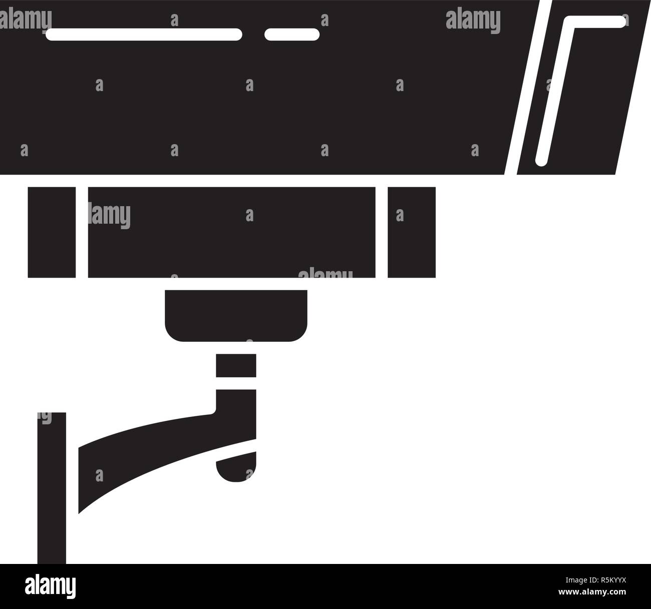 Security camera black icon, vector sign on isolated background ...