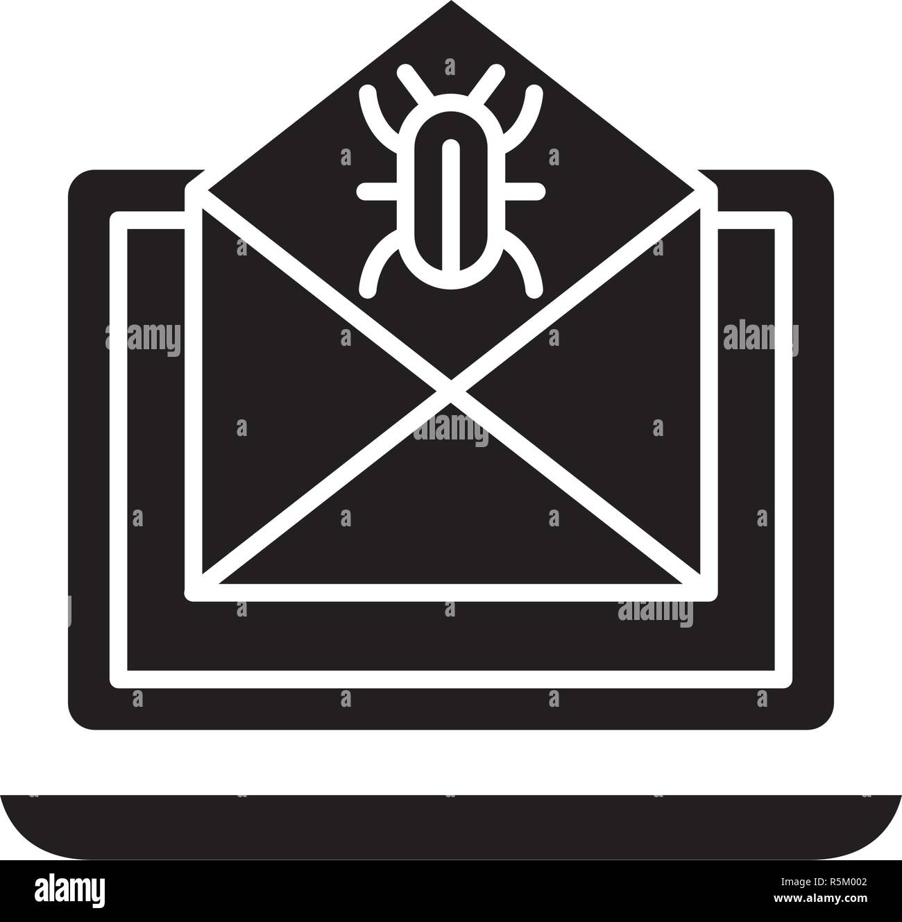 Computer virus black icon, vector sign on isolated background. Computer ...