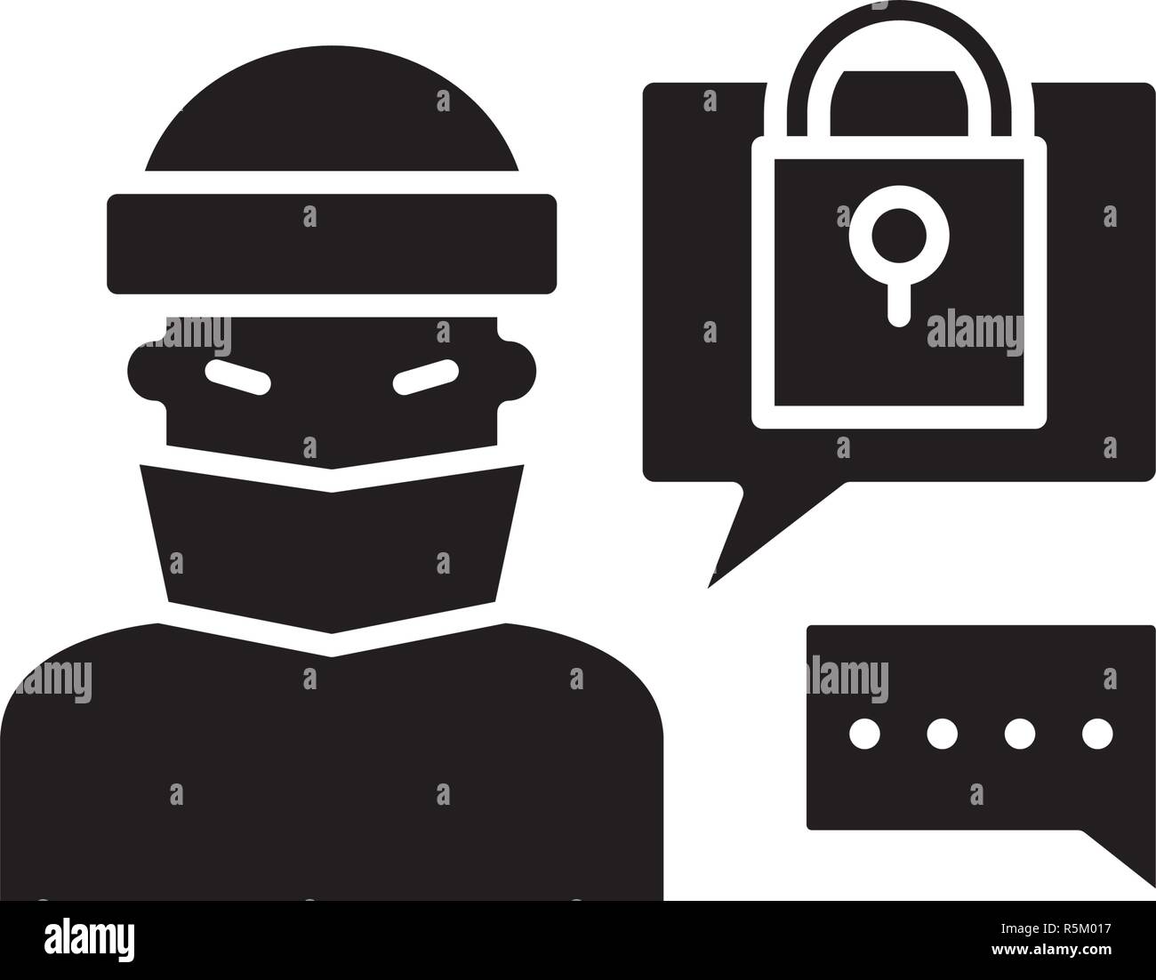 Hacking access system black icon, vector sign on isolated background ...