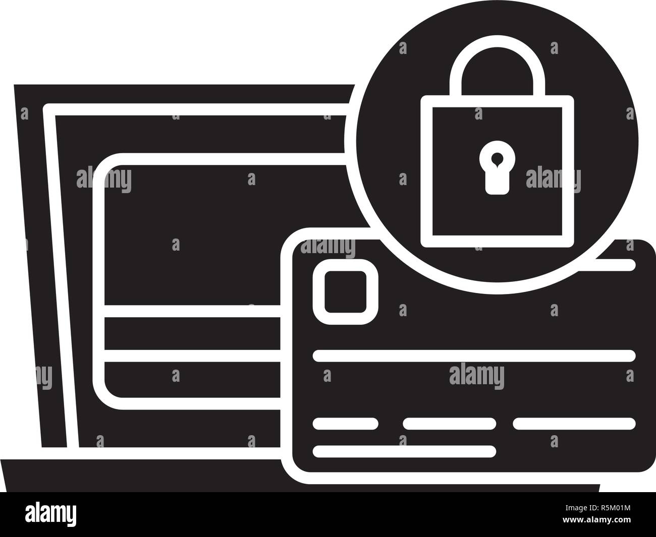 Payment protection black icon, vector sign on isolated background ...