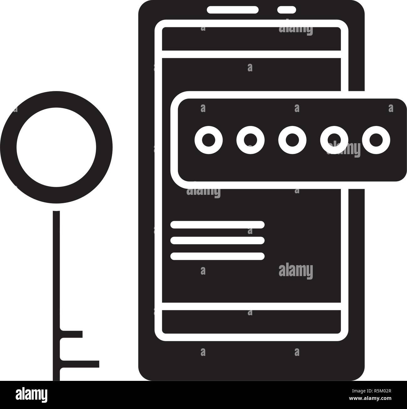 Smartphone security black icon, vector sign on isolated background ...