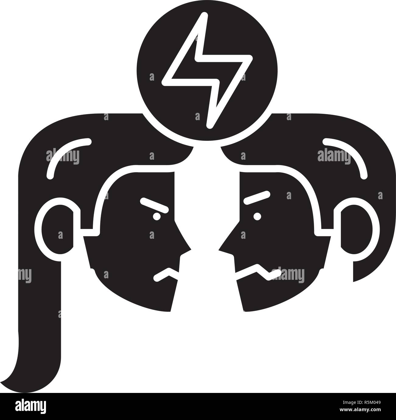 Conflict black icon, vector sign on isolated background. Conflict ...