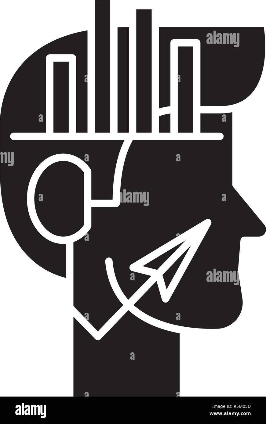 Analytical thinking black icon, vector sign on isolated background ...