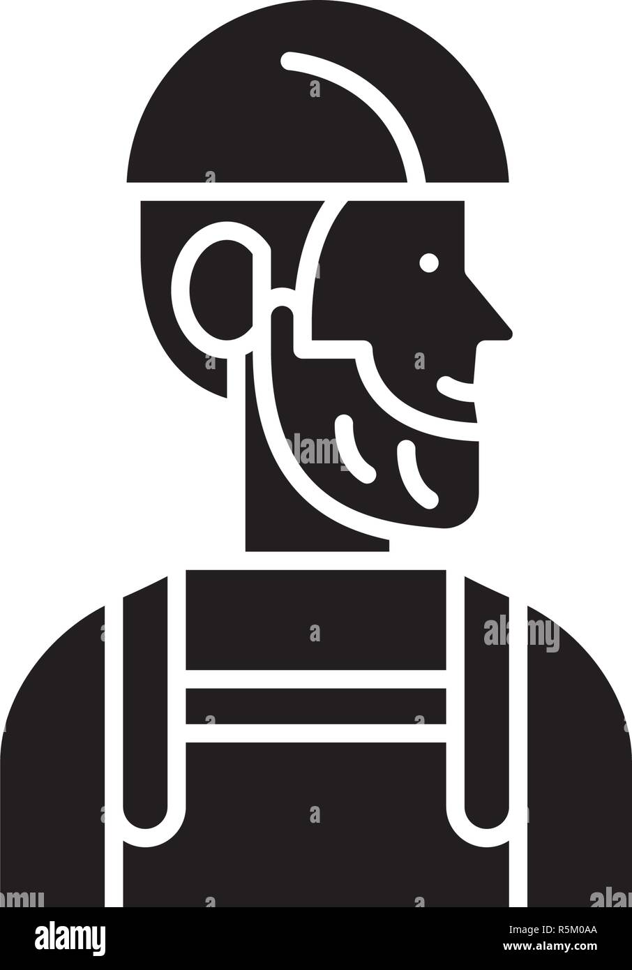 Worker black icon, vector sign on isolated background. Worker concept ...