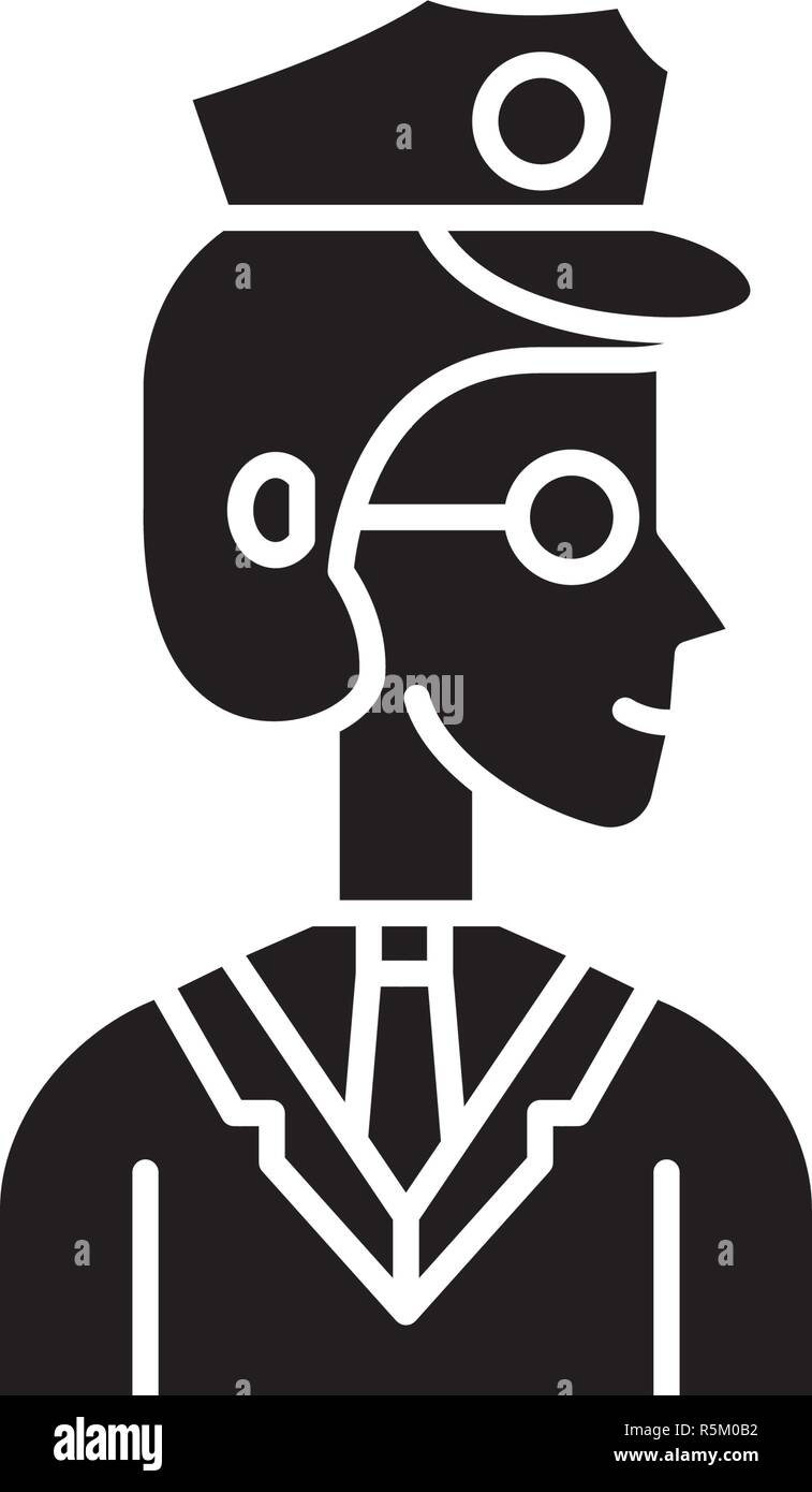 Officer black icon, vector sign on isolated background. Officer concept ...