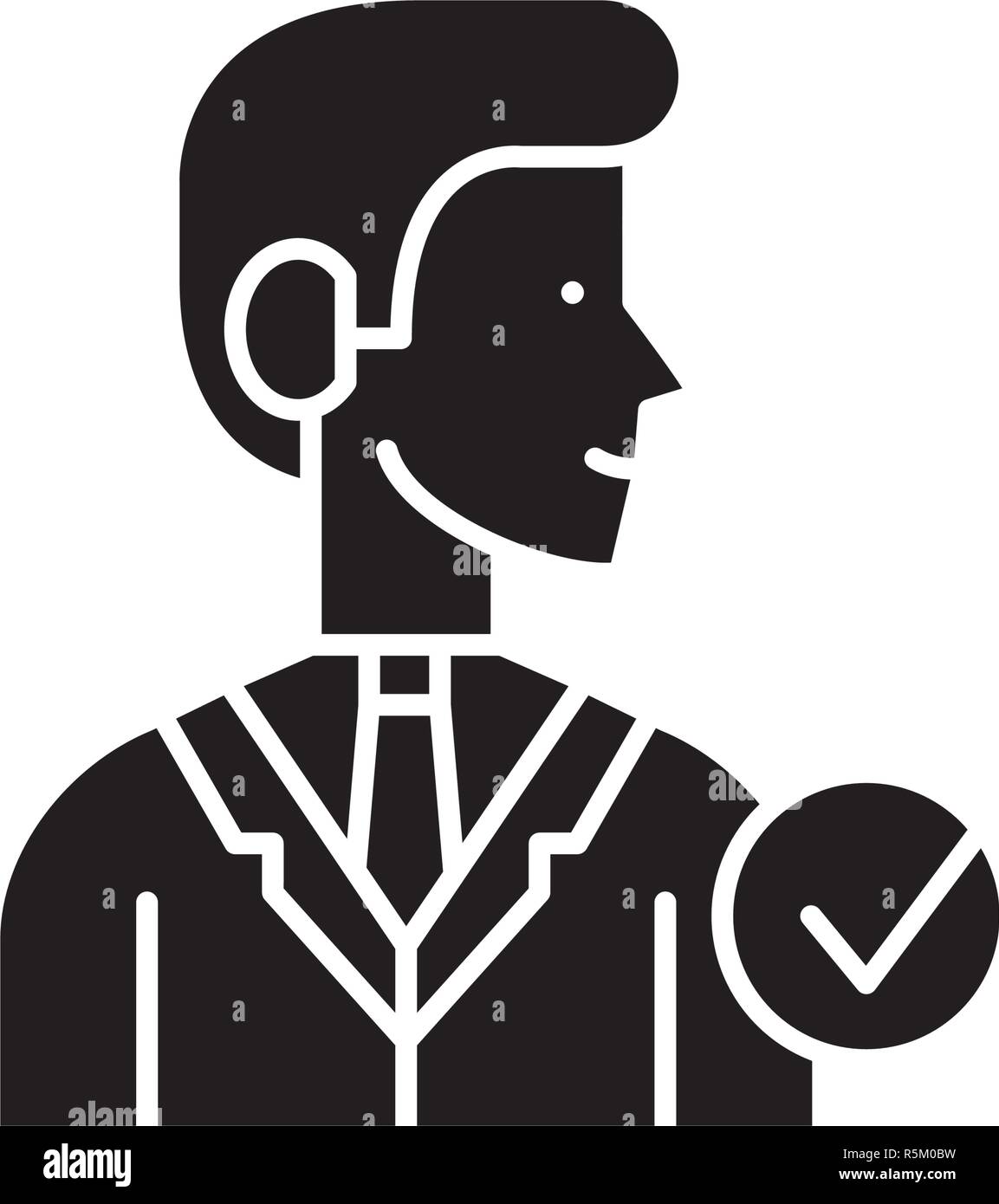 Manager black icon, vector sign on isolated background. Manager concept ...