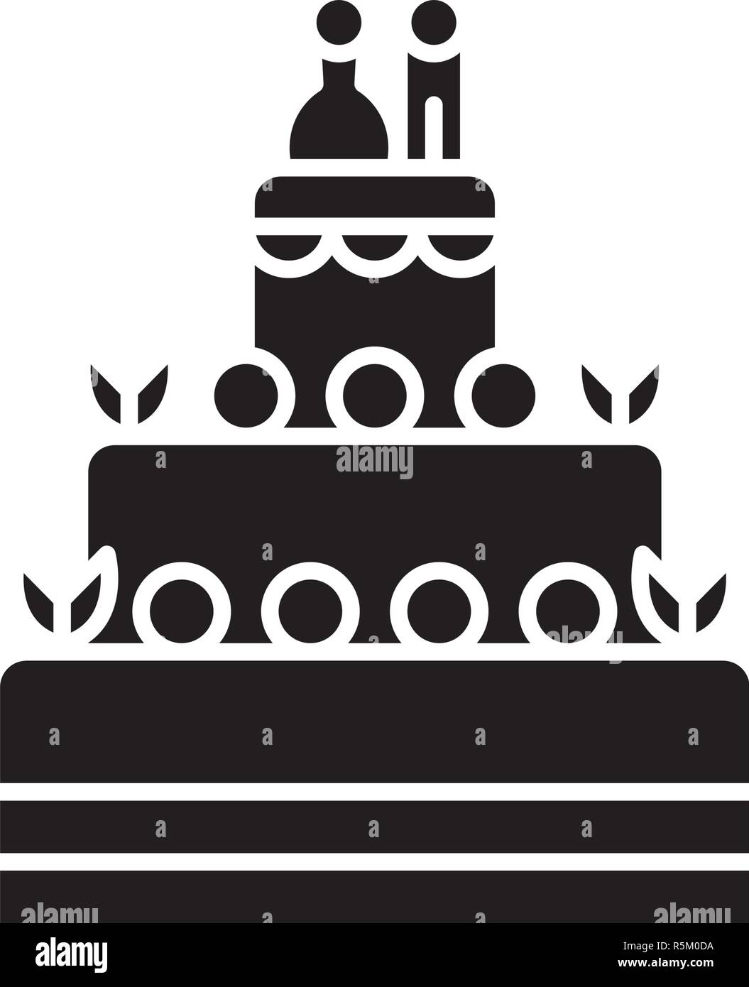 Wedding tasty cake black icon, vector sign on isolated background ...