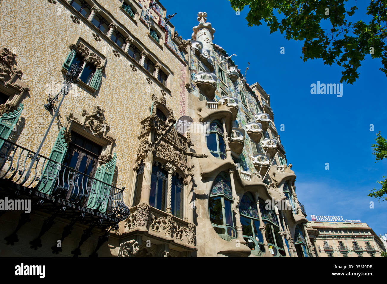 The facade of Casa Batllo building designed by Antoni Gaudi, Barcelona ...