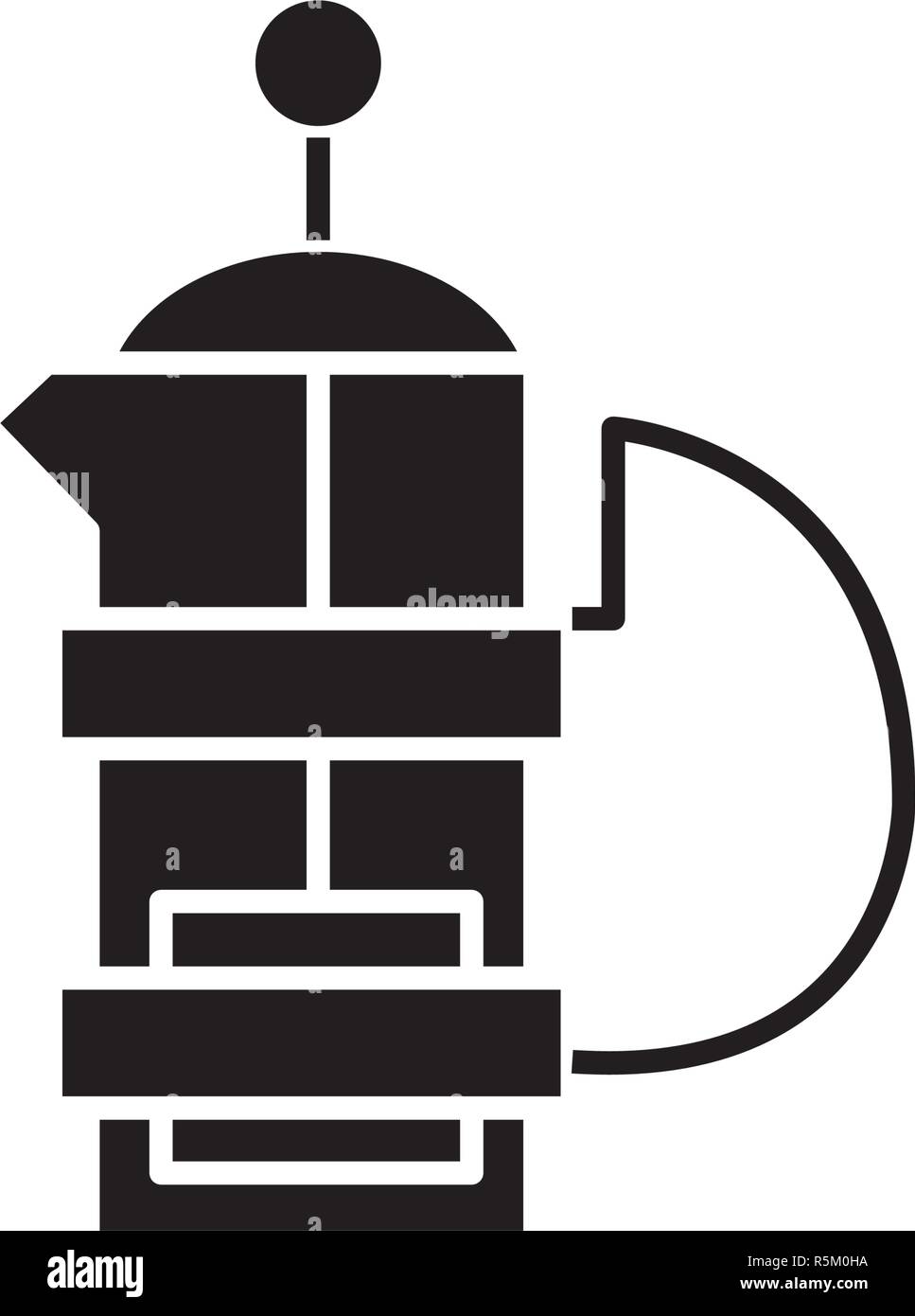 Kettle with a press black icon, vector sign on isolated background ...