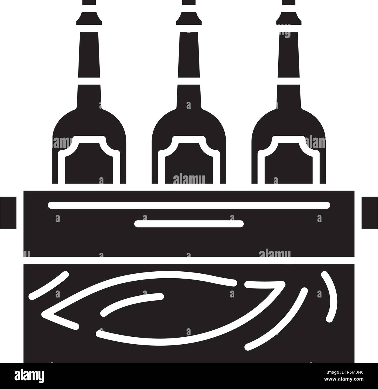 Case of beer black icon, vector sign on isolated background. Case of ...