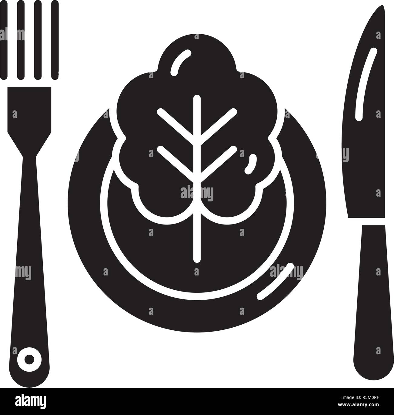 Vegetarian menu black icon, vector sign on isolated background ...