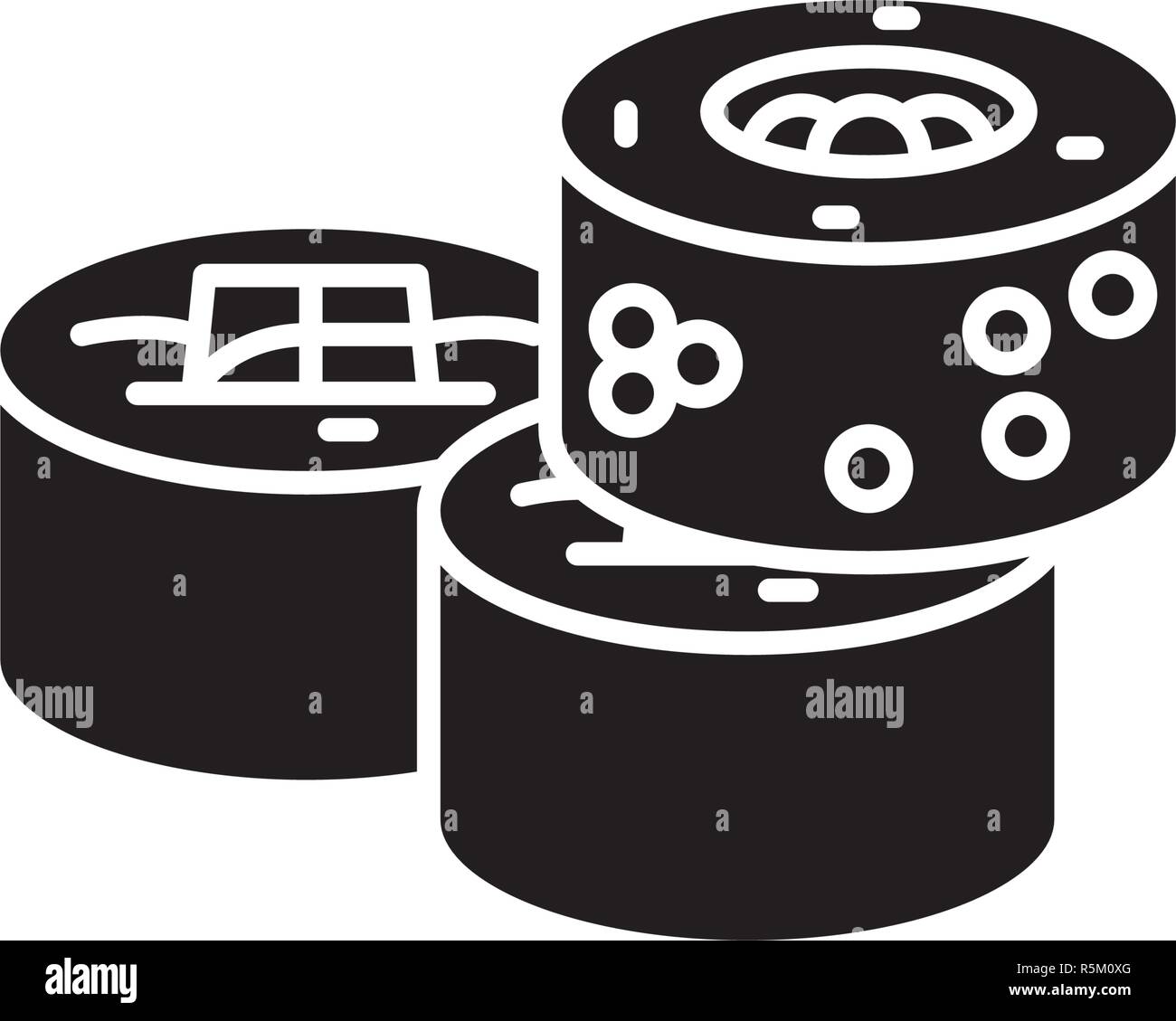 Sushi rolls black icon, vector sign on isolated background. Sushi rolls ...
