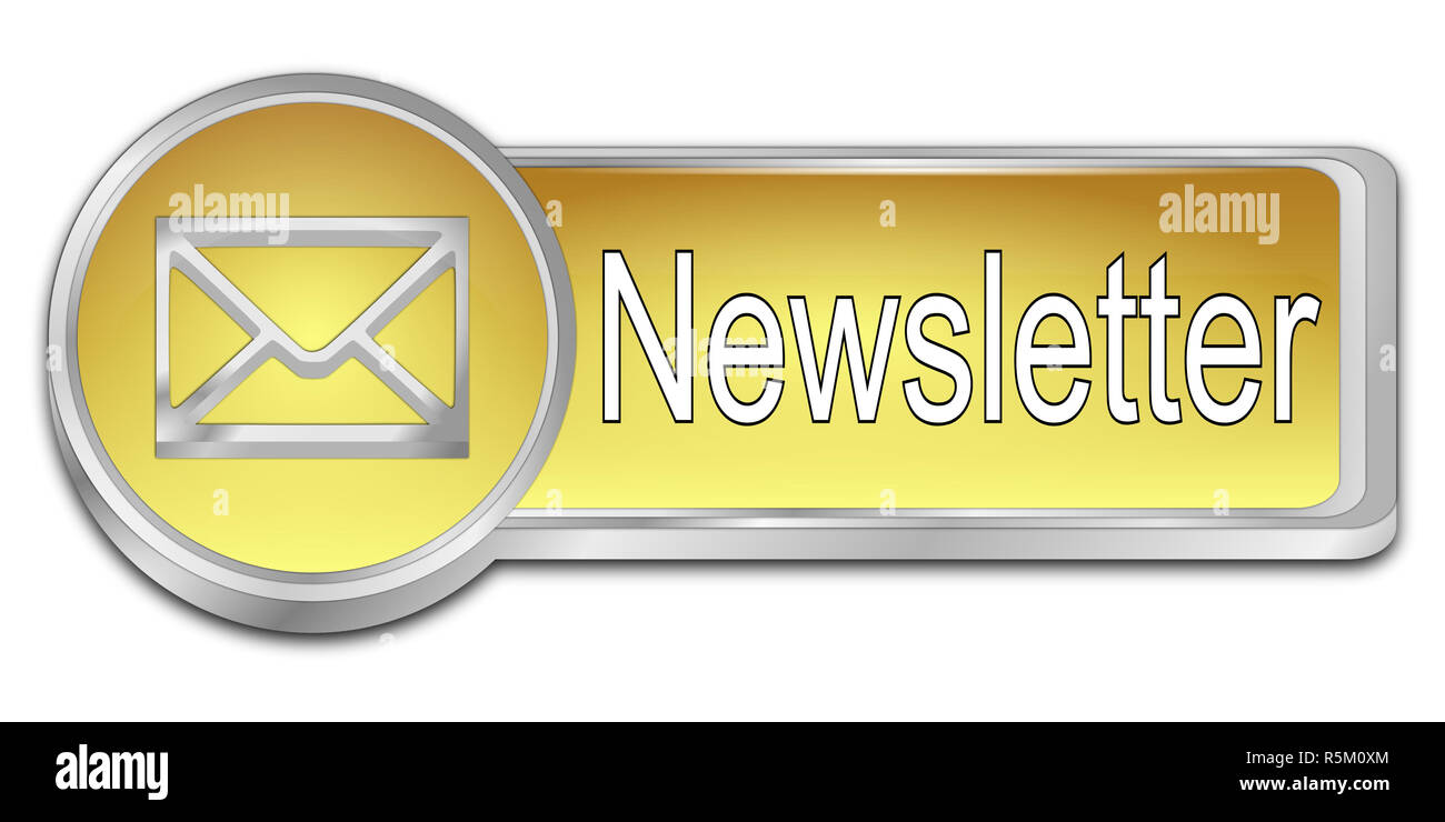 golden Newsletter Button - 3D illustration Stock Photo - Alamy