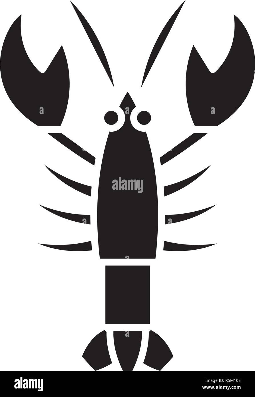 Crayfish black icon, vector sign on isolated background. Crayfish ...