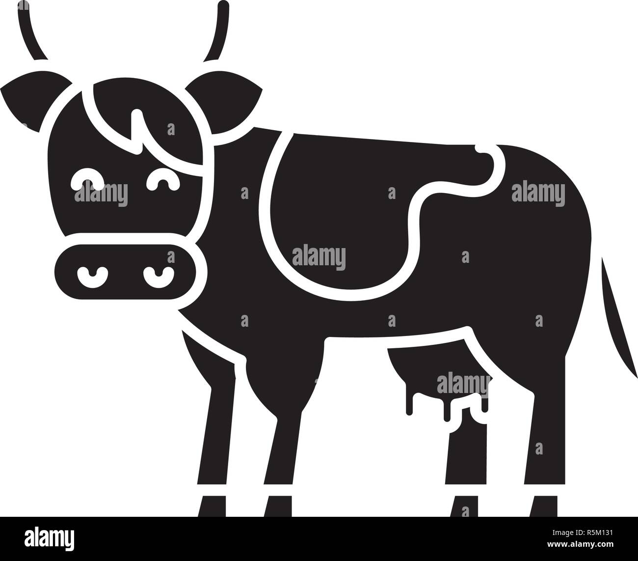 Cow black icon, vector sign on isolated background. Cow concept symbol ...