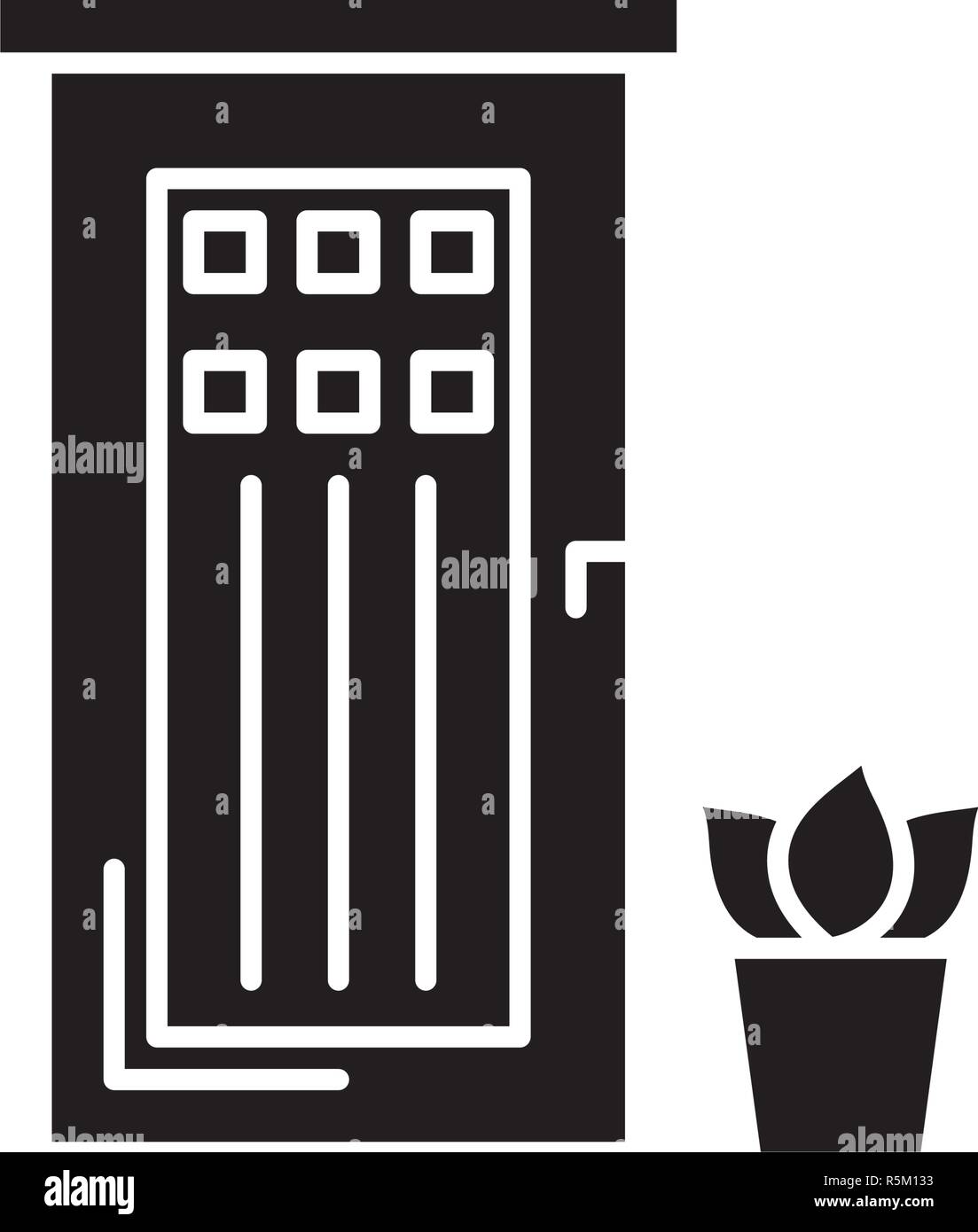 Entrance door black icon, vector sign on isolated background. Entrance ...