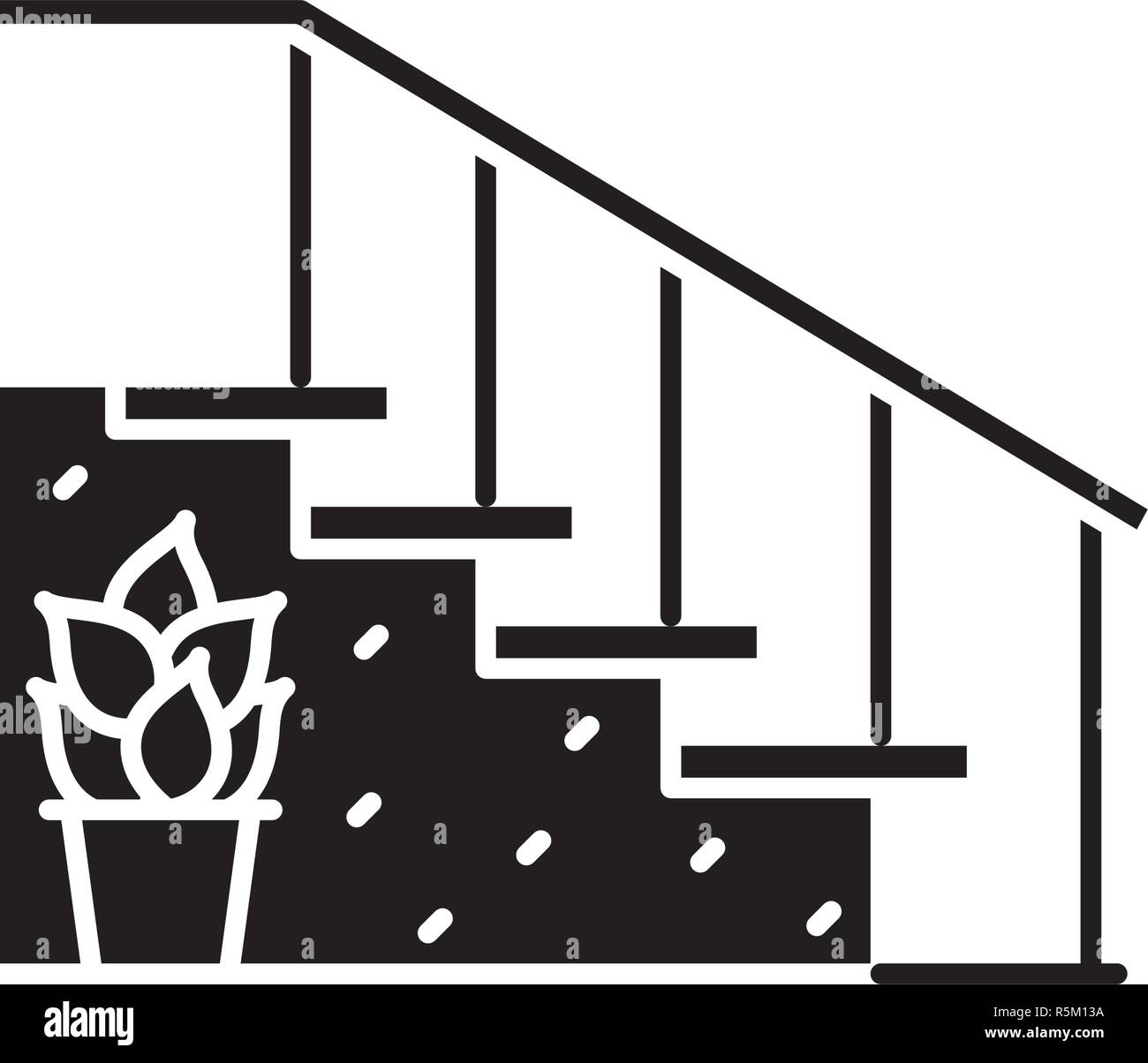 Staircase at the entrance black icon, vector sign on isolated ...