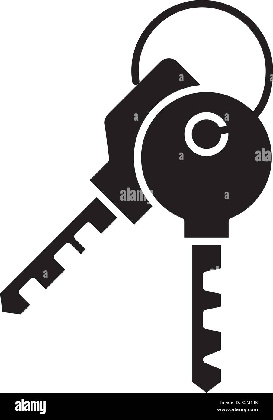 Apartment keys black icon, vector sign on isolated background ...