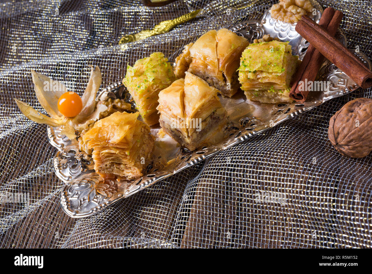 a fresh and tasty real turkish baklava Stock Photo - Alamy