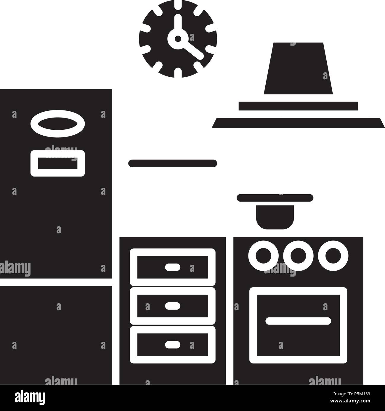 Kitchen black icon, vector sign on isolated background. Kitchen concept ...