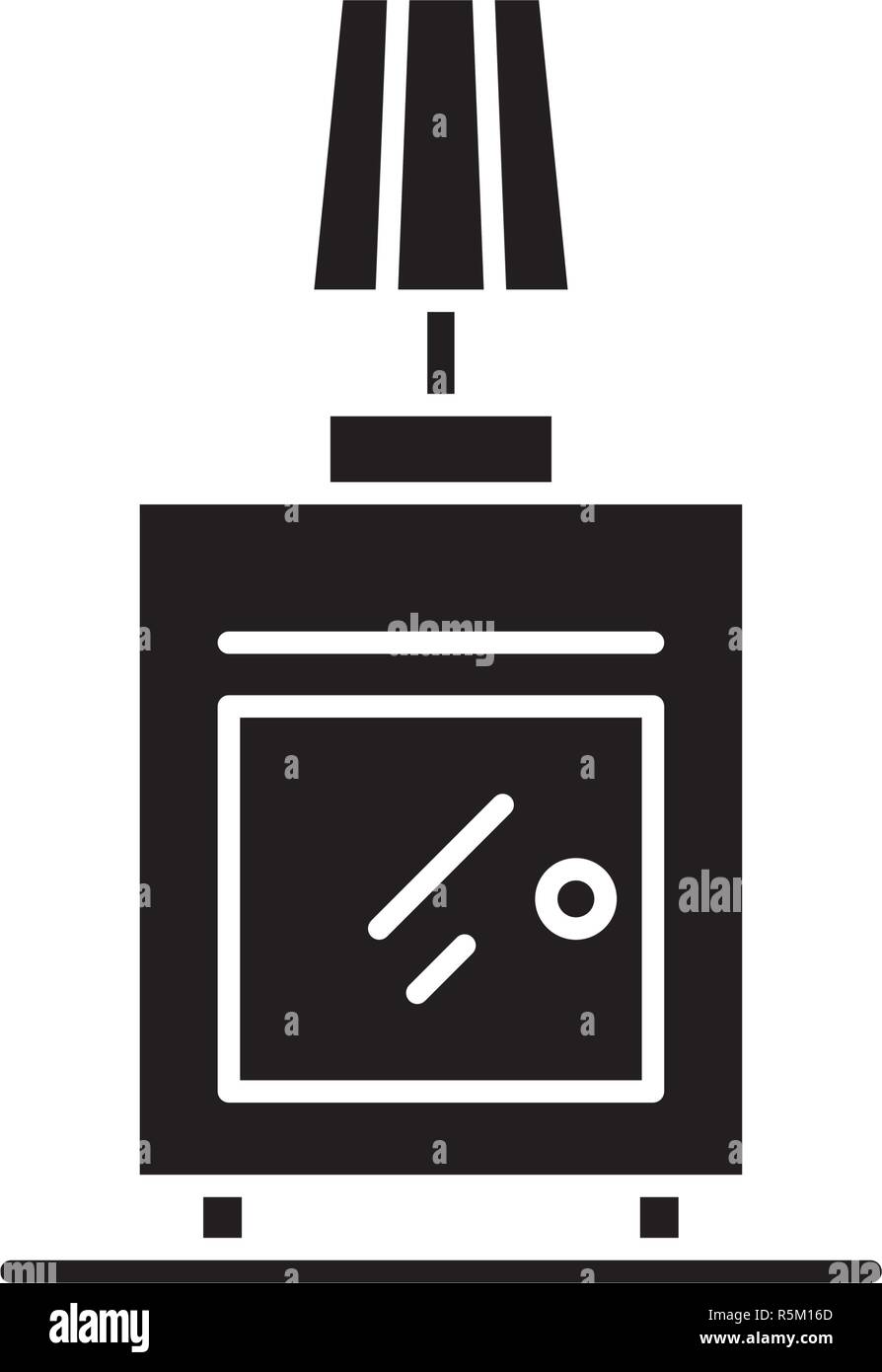 Bedside table black icon, vector sign on isolated background. Bedside ...