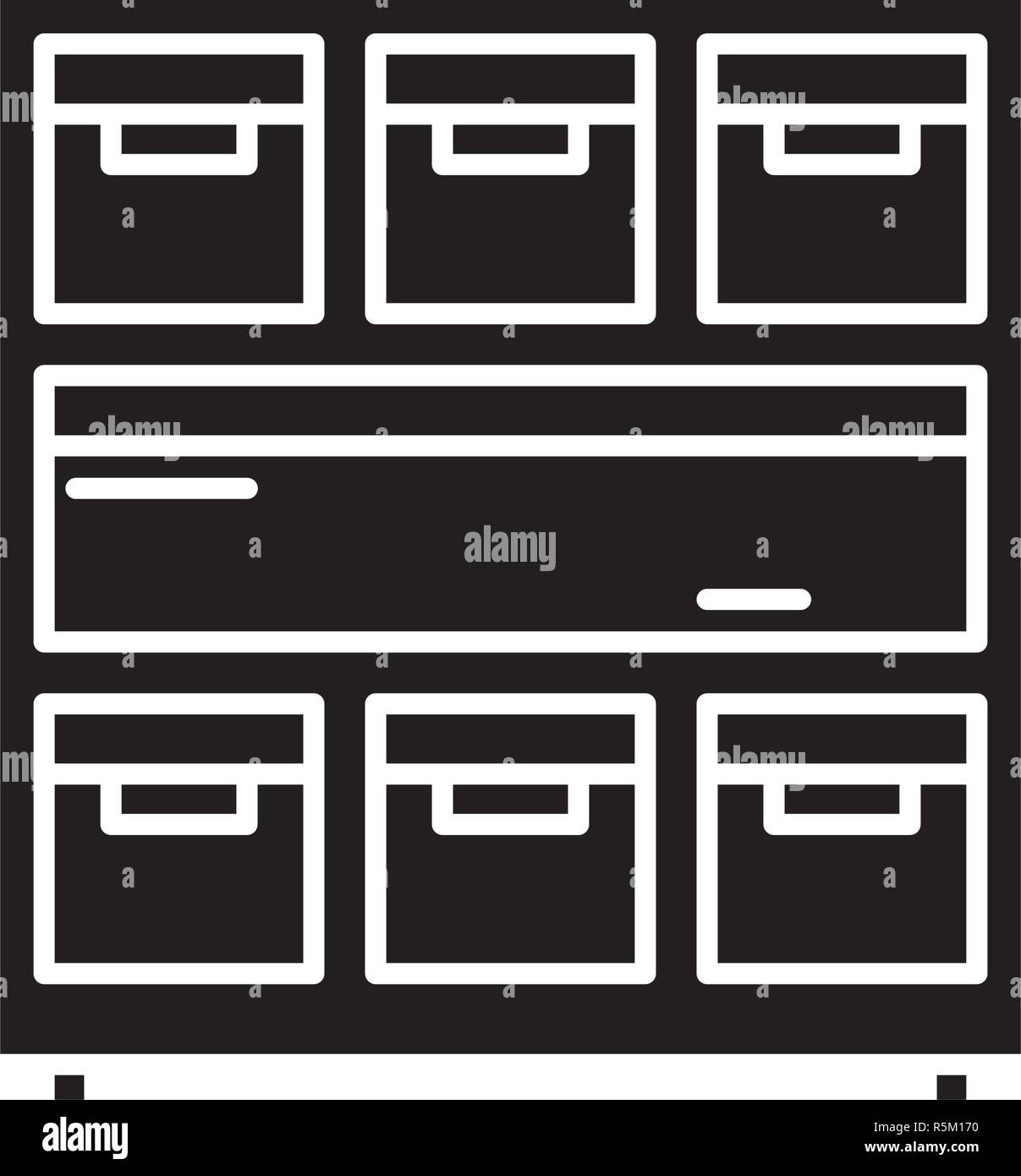 Cabinet with documents black icon, vector sign on isolated background ...