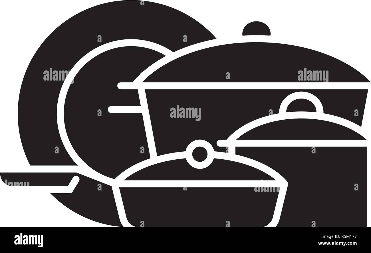 Cookware black icon, vector sign on isolated background. Cookware ...