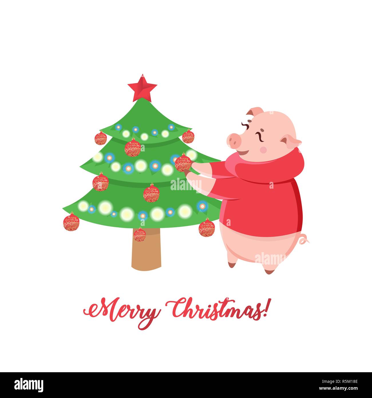 Cute pig in christmas Cut Out Stock Images & Pictures - Alamy