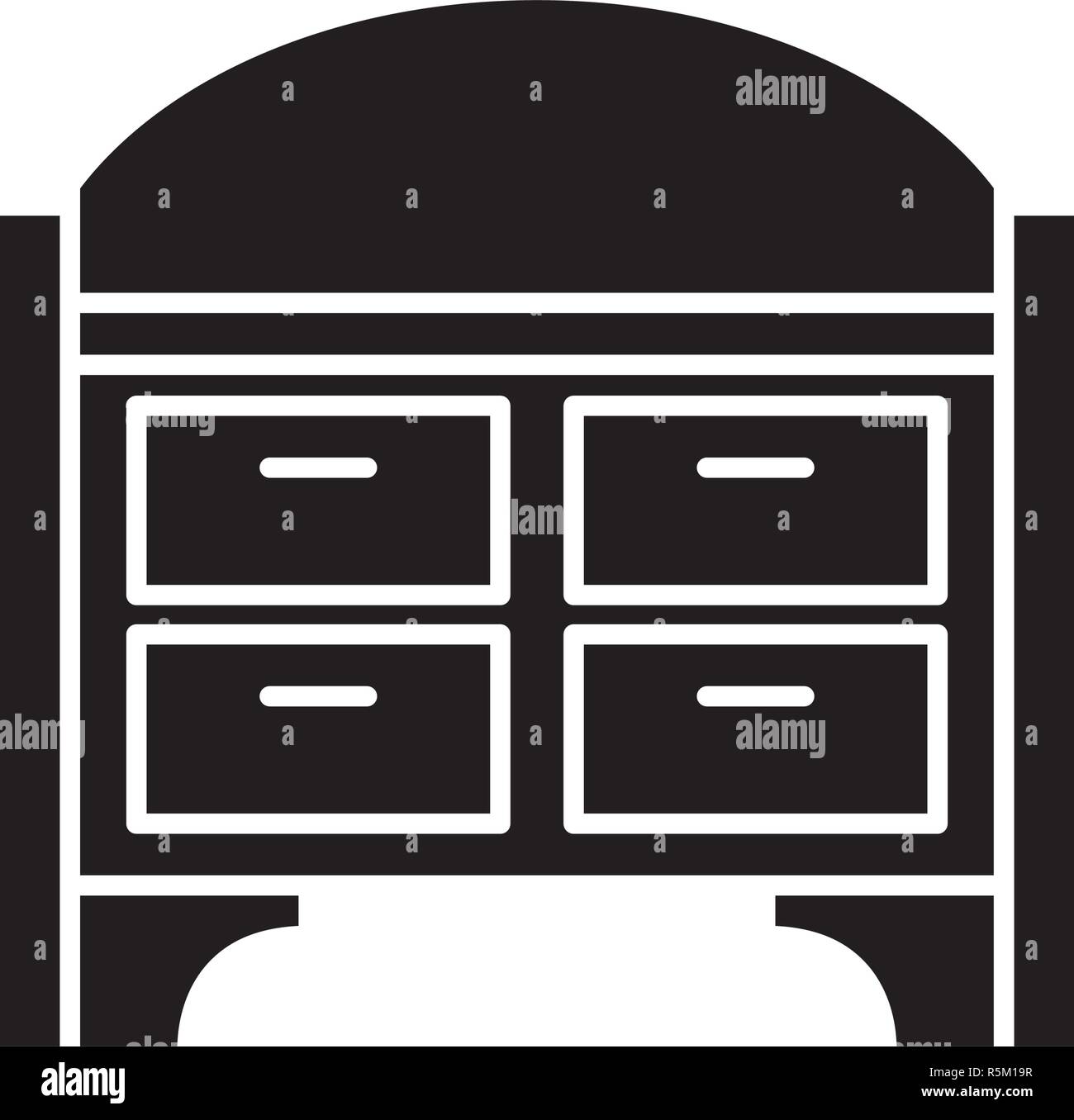 Chest of drawers black icon, vector sign on isolated background. Chest ...