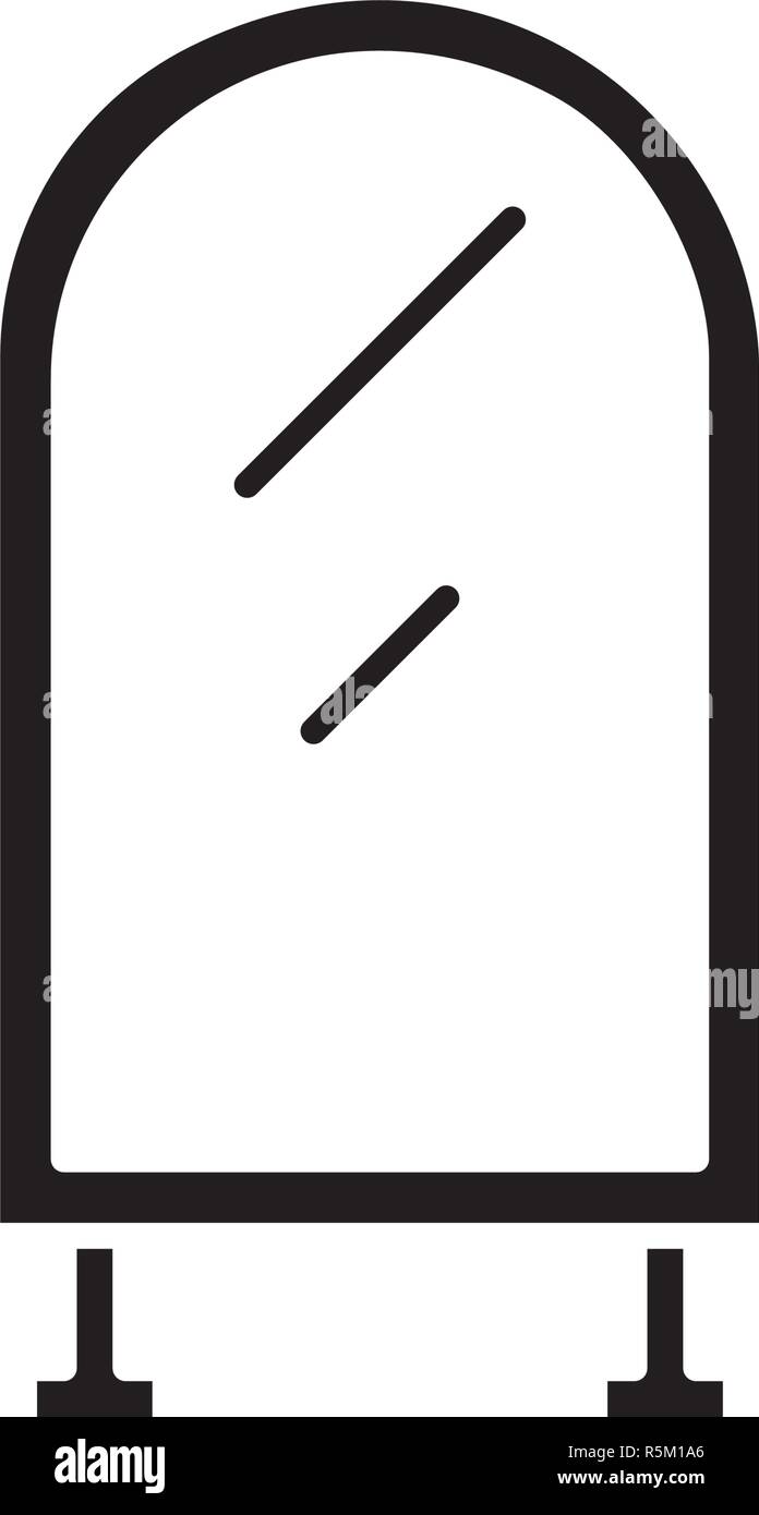 Floor mirror black icon, vector sign on isolated background. Floor ...