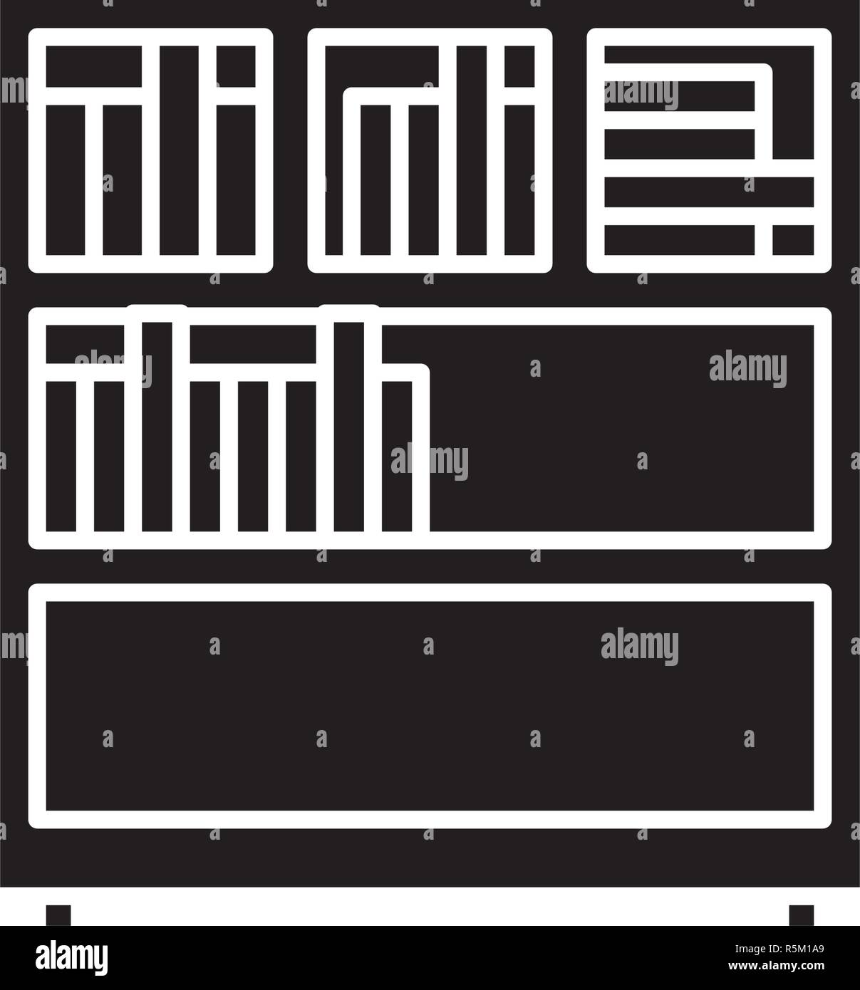 Bookcase black icon, vector sign on isolated background. Bookcase ...