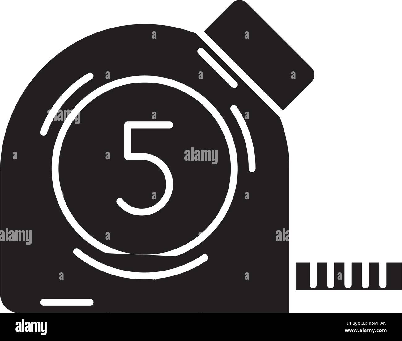 Measuring tape black icon, vector sign on isolated background ...