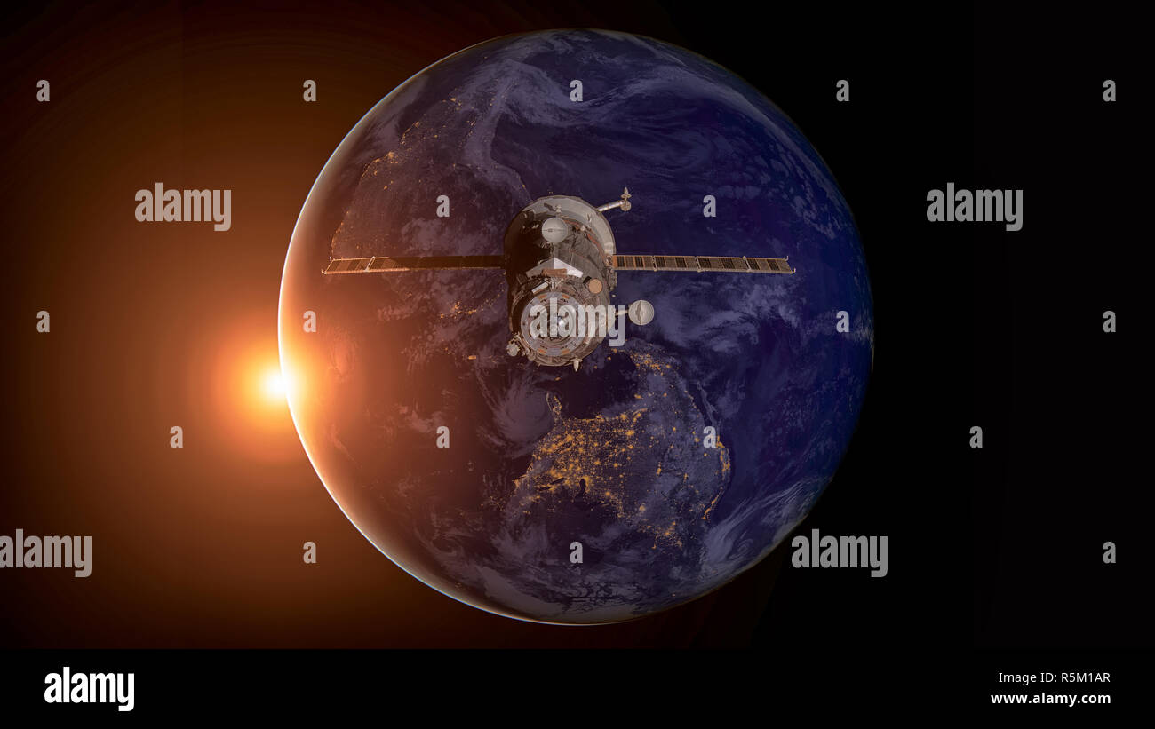 Spacecraft Progress orbiting the earth Stock Photo - Alamy