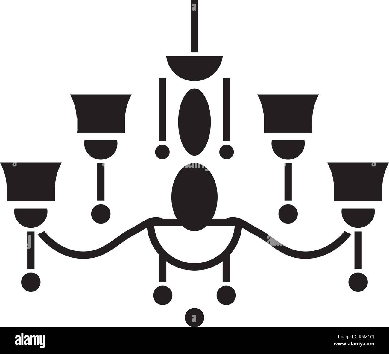 Pendant lamp black icon, vector sign on isolated background. Pendant ...