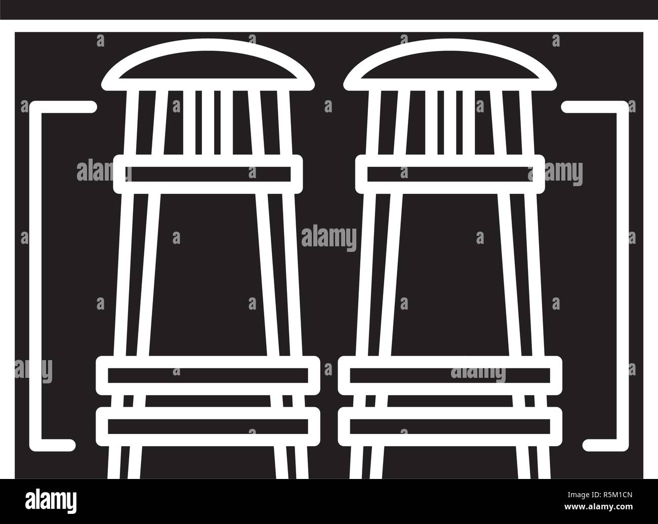 Bar counter black icon, vector sign on isolated background. Bar counter ...